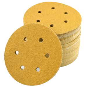 aiyard 6-inch 6-hole hook and loop sanding discs 80-grit, random orbital sandpaper for automotive and woodworking, 100-pack