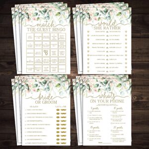 All Ewired Up Bridal Shower Bachelorette Games, Floral Watercolor Greenery Sage Gold Blush, He Said She Said, Find The Guest Quest, Would She Rather, What's in Your Phone Game, 25 Games Each…