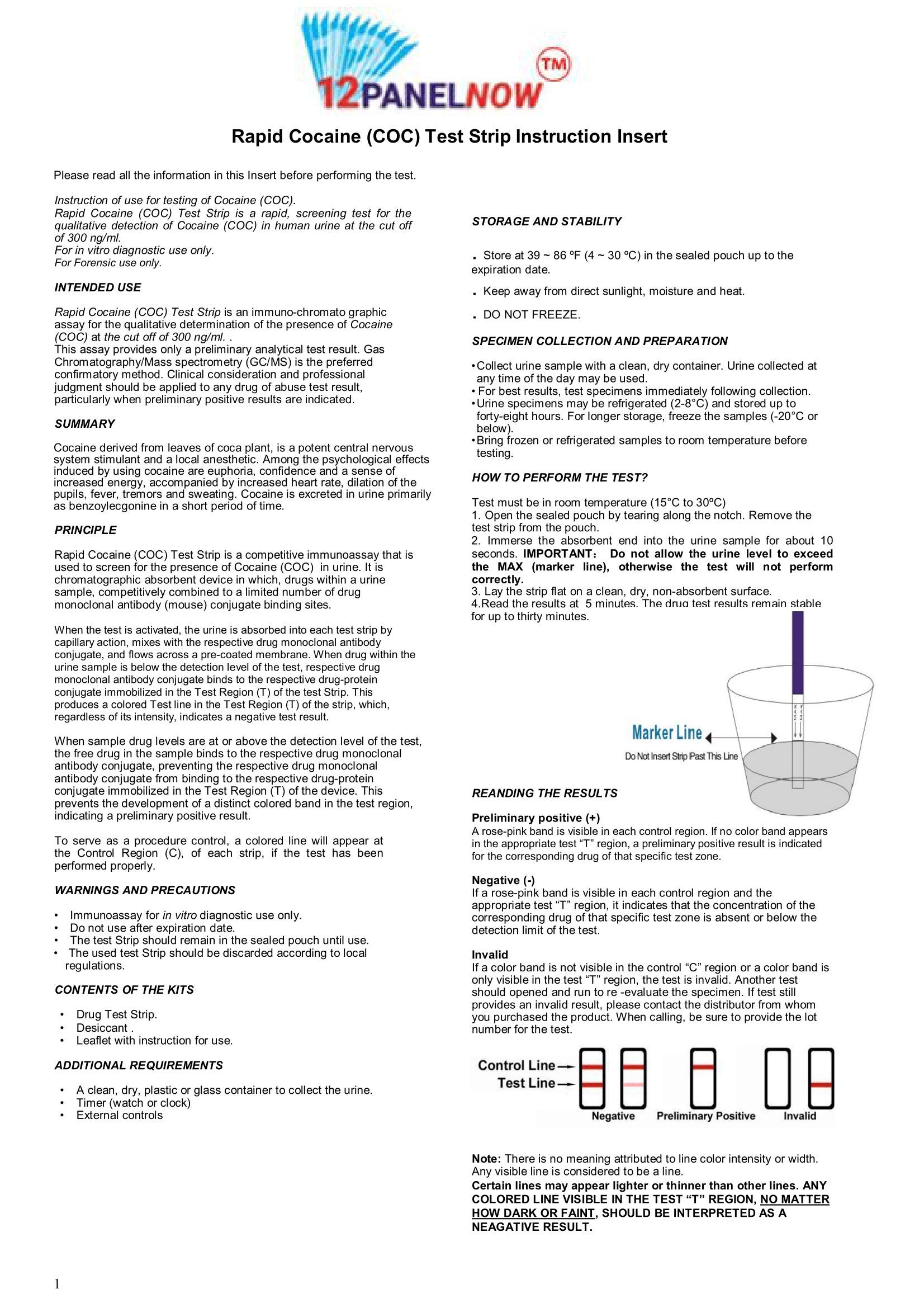 COC Urine Test Strips, Easy-Use, One Step, Fast and Accurate Results! [25 Pack]