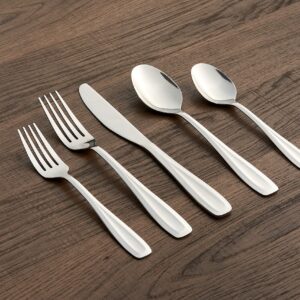 Cambridge Silversmiths Waylen Mirror 40-Piece with Rustic Bronze Buffet Flatware Set