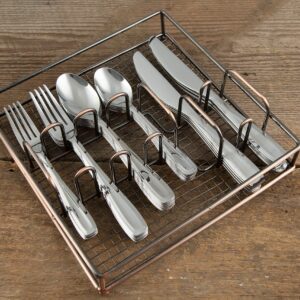 Cambridge Silversmiths Waylen Mirror 40-Piece with Rustic Bronze Buffet Flatware Set