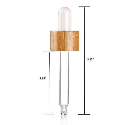 Furnido 5 Pack Glass Eye Droppers for Essential Oils,Glass Dropper Pipette Top with Natural Bamboo Circle for 15ml/0.5Oz Essential Oil Bottles