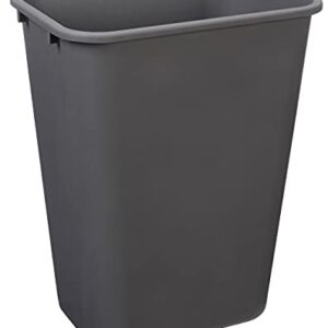 Amazon Basics - Rectangular Commercial Office Wastebasket, 10 gallons (Pack of 1), Grey (Previously AmazonCommercial brand)