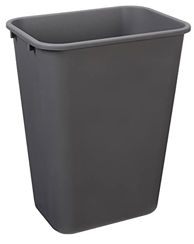 Amazon Basics - Rectangular Commercial Office Wastebasket, 10 gallons (Pack of 1), Grey (Previously AmazonCommercial brand)