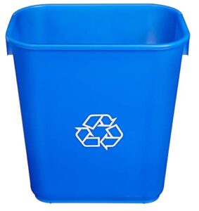 amazoncommercial rectangular commercial office wastebasket, w/recycle logo, 3 gallon (pack of 2), blue