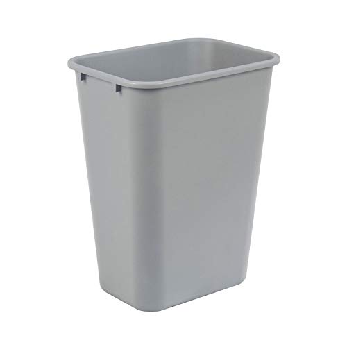 Amazon Basics - Rectangular Commercial Office Wastebasket, 10 gallons (Pack of 1), Grey (Previously AmazonCommercial brand)