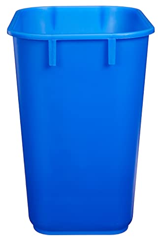 AmazonCommercial Rectangular Commercial Office Wastebasket, w/Recycle Logo, 3 gallon (Pack of 2), Blue