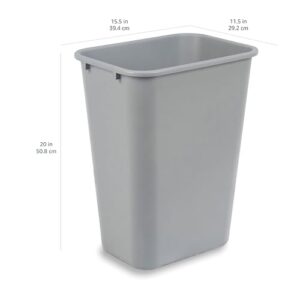 Amazon Basics - Rectangular Commercial Office Wastebasket, 10 gallons (Pack of 1), Grey (Previously AmazonCommercial brand)