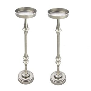 new ridge home goods dapper glam 6in. round martini side table, brushed silver, set of 2