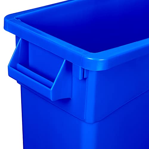 AmazonCommercial Rectangular Commercial Slim Trash Can, w/Recycle Logo, 23 gallon (Pack of 1), Blue