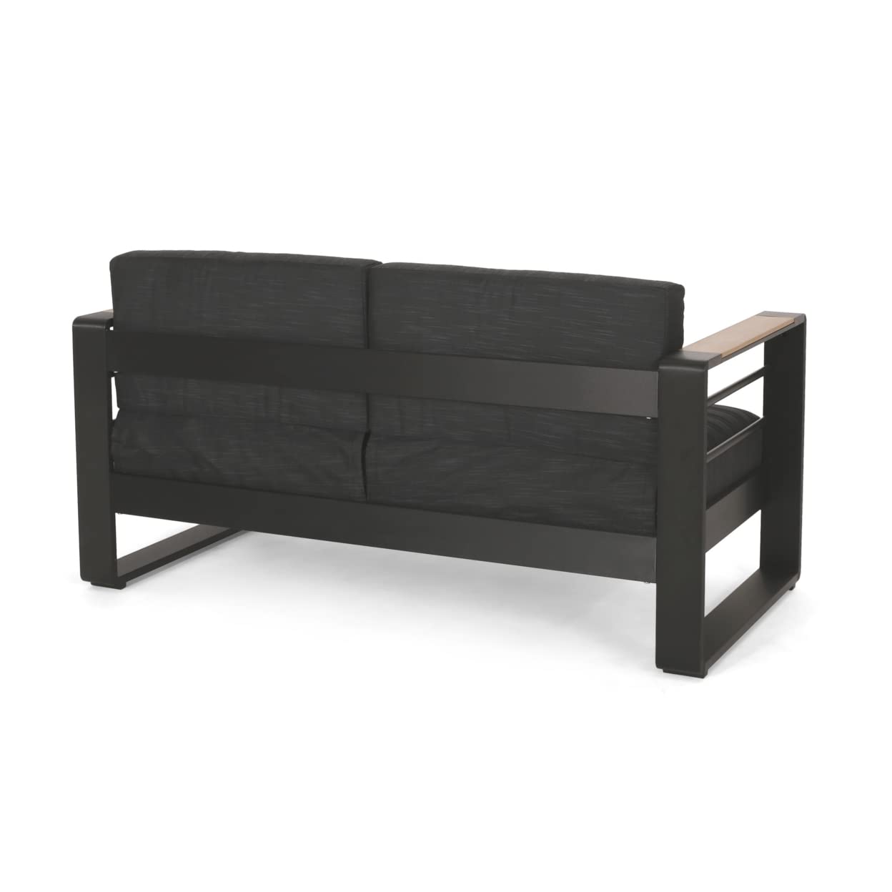 Christopher Knight Home Giovanna Outdoor LOVESEAT, Dark Gray + Natural + Black Anodize