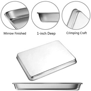 Large Stainless Steel Tray, Non Toxic & Healthy, Mirror Finish & Rust Free Thickening Pan, for Baking Cookie Sheet, Medical Instruments, Dental, Tattoo and Surgical (16'' x 12'' x 1'')