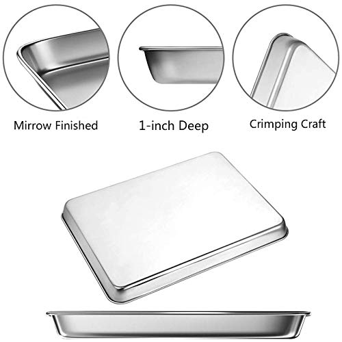 Large Stainless Steel Tray, Non Toxic & Healthy, Mirror Finish & Rust Free Thickening Pan, for Baking Cookie Sheet, Medical Instruments, Dental, Tattoo and Surgical (16'' x 12'' x 1'')