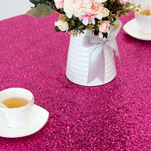 JYFLZQ Fuchsia Sequin Tablecloth 50" x 50" Small Square Sparkly Drape Table Cloths Table Cover Overlay for Wedding Birthday Party Baby Bridal Shower