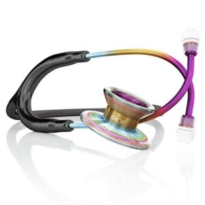 mdf instruments md one epoch lightweight titanium stethoscope, adult, free-parts-for-life, black tube, kaleidoscope chestpiece-headset, mdf777tkl11