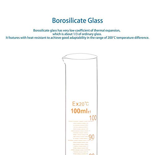 StonyLab Graduated Cylinder Set, 12 Pcs - Include 5 Borosilicate Glass Measuring Cylinders in 5 ml/10 ml/25 ml/50 ml/100 ml,3 Pipettes, 2 Stirring Rods & 2 Clean Brushes