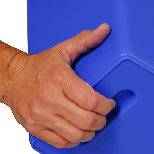 AmazonCommercial Rectangular Commercial Slim Trash Can, w/Recycle Logo, 23 gallon (Pack of 1), Blue