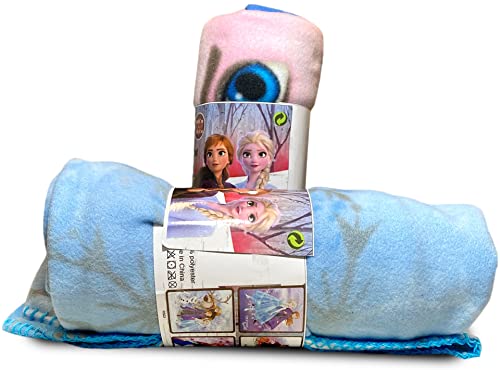 DIISNEY Disney Frozen Princess Anna, Elsa and Olaf Snowflakes and Castle Throw Blanket (Anna and Elsa)