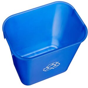 AmazonCommercial Rectangular Commercial Office Wastebasket, w/Recycle Logo, 3 gallon (Pack of 2), Blue