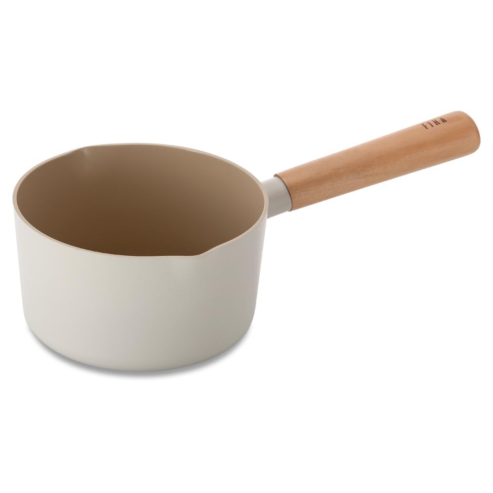 NEOFLAM FIKA 1.5QT Milk Pan with 2 Pour Spouts, Butter Warmer, Milk Boiling, Melting Pot, Induction, Wood Handle, Made in Korea (6" / 16cm)