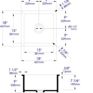 ALFI brand ABF1818S-GM Kitchen Sink, Grey Matte