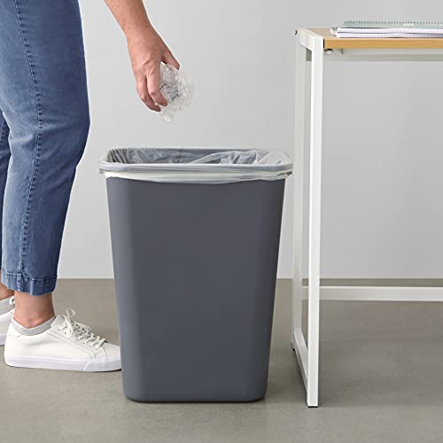 Amazon Basics - Rectangular Commercial Office Wastebasket, 10 gallons (Pack of 1), Grey (Previously AmazonCommercial brand)