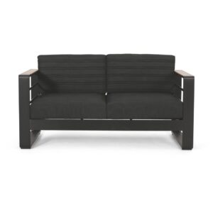 Christopher Knight Home Giovanna Outdoor LOVESEAT, Dark Gray + Natural + Black Anodize