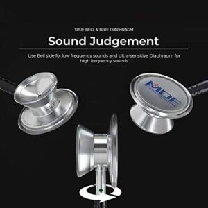 MDF Instruments MD One Epoch Lightweight Titanium Stethoscope, Adult, Free-Parts-for-Life, Black Tube, Kaleidoscope Chestpiece-Headset, MDF777TKL11