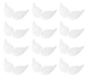 uuyyeo 12 pcs small angel wings fabric wings applique patches for diy crafts white