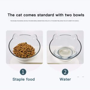 Laifug Elevated Double Cat Bowl,Pet Feeding Bowl | Raised The Bottom for Cats and Small Dogs