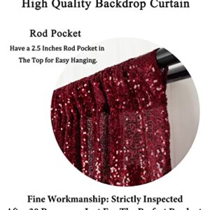 DUOBAO Sequin Backdrop Curtain 4FTx8FT Burgundy Sequins Photo Background Bridal Decoration Fabric Backdrops Glitter Wedding Party Backgrounds Drapes (4FTX8FT, Burgundy)