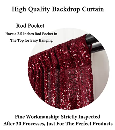 DUOBAO Sequin Backdrop Curtain 4FTx8FT Burgundy Sequins Photo Background Bridal Decoration Fabric Backdrops Glitter Wedding Party Backgrounds Drapes (4FTX8FT, Burgundy)