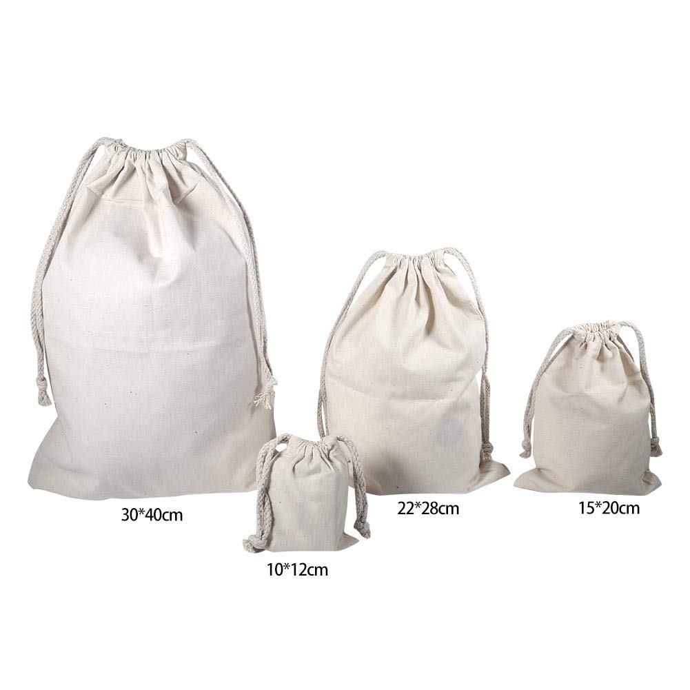 Oumefar Large Laundry Bags, 11.8x15.7inch Household Plain Organic Cotton Cloth Storage Bag Drawstring Storage Laundry Sack Biodegradable Drawstring Bags Stuff Bag for Travel Home