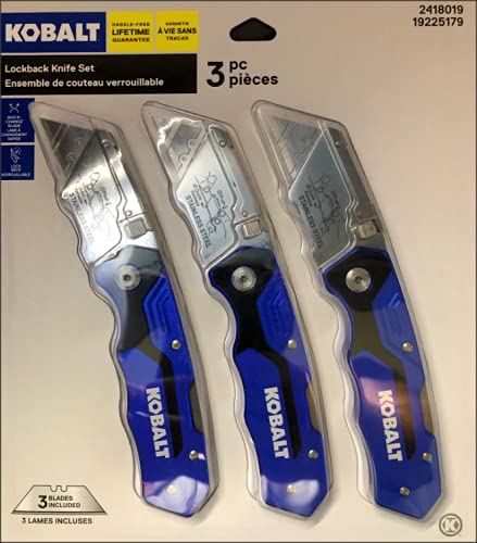 Kobalt Lockback Utility Knife 3 Piece Set with Quick Change Mechanism