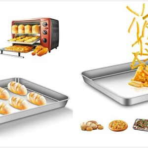 Large Stainless Steel Tray, Non Toxic & Healthy, Mirror Finish & Rust Free Thickening Pan, for Baking Cookie Sheet, Medical Instruments, Dental, Tattoo and Surgical (16'' x 12'' x 1'')