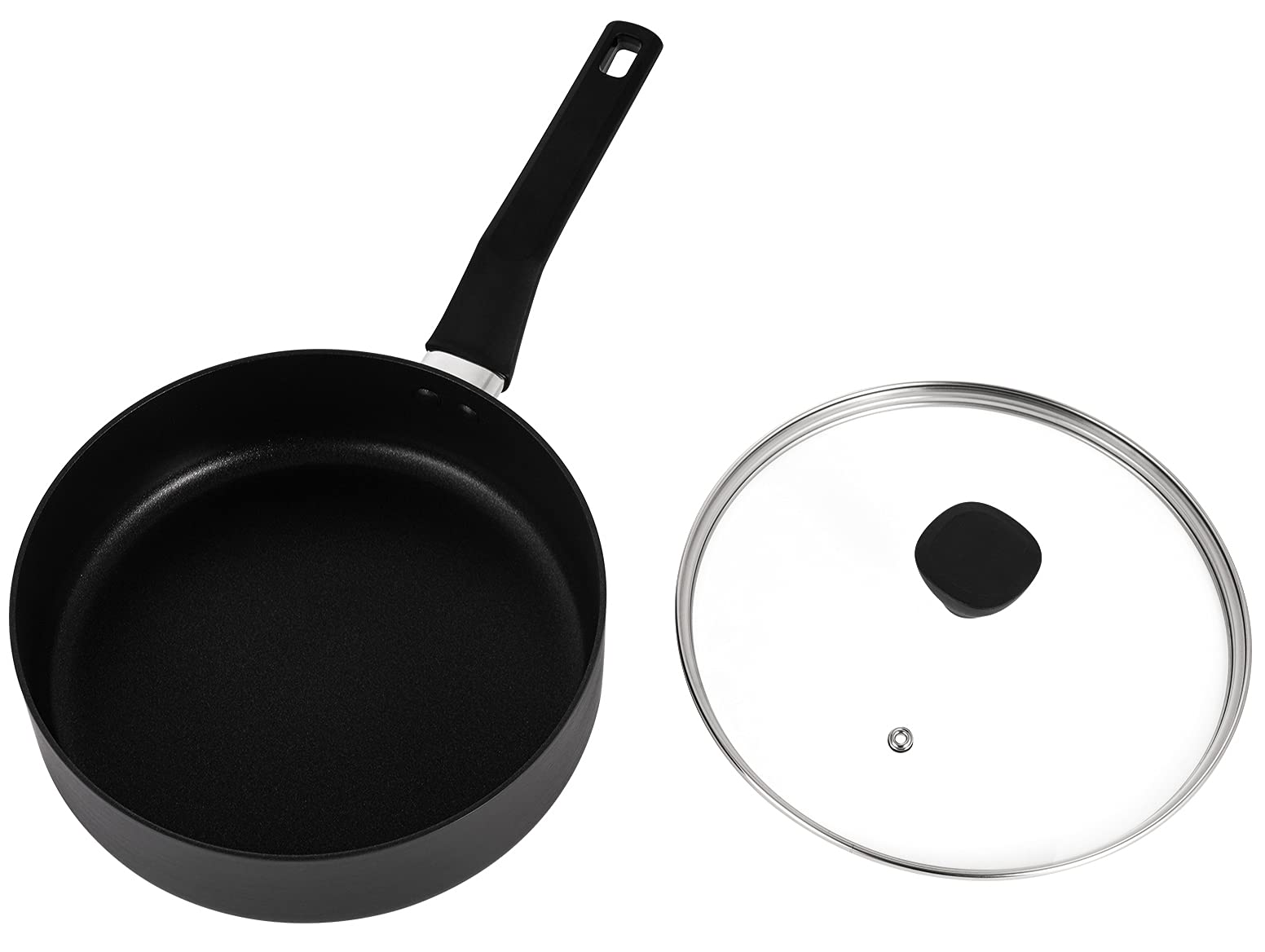 EPPMO Hard-Anodized Nonstick Saute Pan with Lid, Bakelite Handle, 3.2 Quart