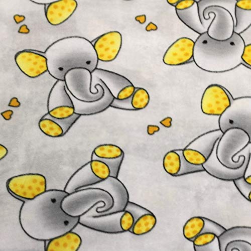 Sleepytime Elephants Gray Anti-Pill Premium No-Sew Throw Fleece Fabric Kit (72x60)