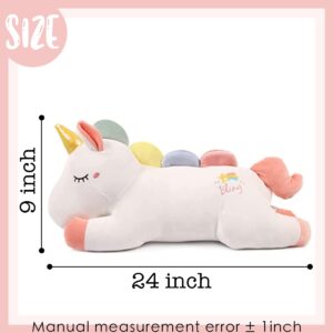 ARELUX 24in Cute White Giant Stuffed Unicorn Plush:Soft Animal Hugging Pillow Unicorn Stuffed Animal, Big Body Plushie,Large Unicorn Room Decor Friends Family Member