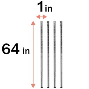 Regal Altair 64''H Chrome Wire Shelving Posts | Pack of 4 Posts | NSF Commercial Heavy Duty |