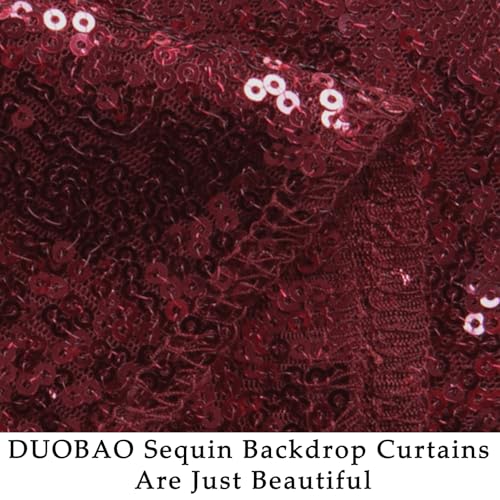 DUOBAO Sequin Backdrop Curtain 4FTx8FT Burgundy Sequins Photo Background Bridal Decoration Fabric Backdrops Glitter Wedding Party Backgrounds Drapes (4FTX8FT, Burgundy)