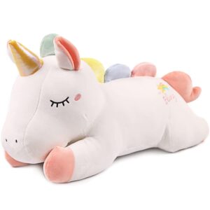 ARELUX 24in Cute White Giant Stuffed Unicorn Plush:Soft Animal Hugging Pillow Unicorn Stuffed Animal, Big Body Plushie,Large Unicorn Room Decor Friends Family Member