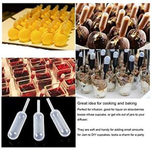 300 Pieces 4ml Cupcake Pipettes, Food Grade Plastic Disposable Pipettes Mini Liquid Injector (300-A)