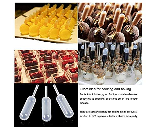 300 Pieces 4ml Cupcake Pipettes, Food Grade Plastic Disposable Pipettes Mini Liquid Injector (300-A)