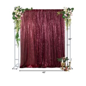 DUOBAO Sequin Backdrop Curtain 4FTx8FT Burgundy Sequins Photo Background Bridal Decoration Fabric Backdrops Glitter Wedding Party Backgrounds Drapes (4FTX8FT, Burgundy)