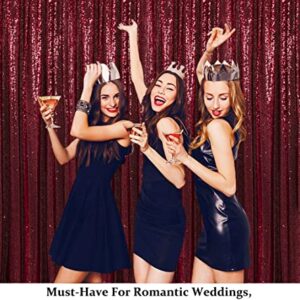 DUOBAO Sequin Backdrop Curtain 4FTx8FT Burgundy Sequins Photo Background Bridal Decoration Fabric Backdrops Glitter Wedding Party Backgrounds Drapes (4FTX8FT, Burgundy)