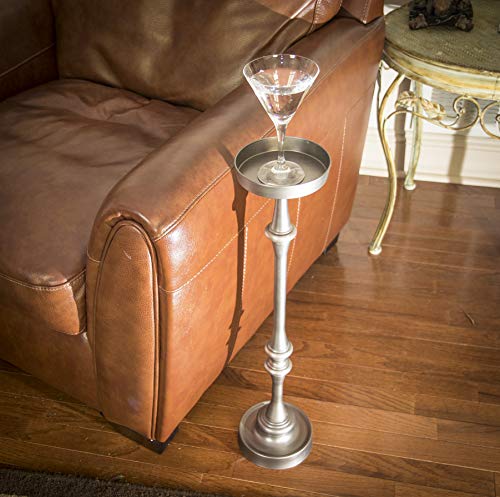 New Ridge Home Goods Dapper Glam 6in. Round Martini Side Table, Brushed Silver, Set of 2