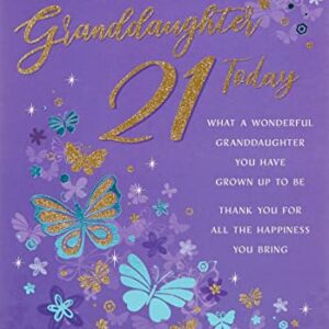 Regal Publishingn Modern Milestone Age Birthday Card 21st Granddaughter -,Green- 9 x 6 inches