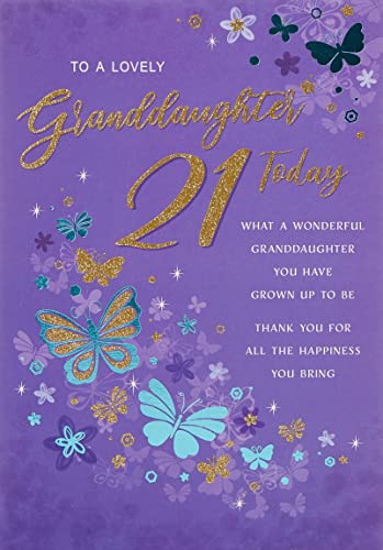 Regal Publishingn Modern Milestone Age Birthday Card 21st Granddaughter -,Green- 9 x 6 inches