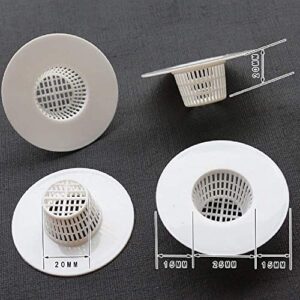 Bathroom Plastic Drain Hair Stopper Strainers Sink Drainer Filter Net White Sink Strainers Rubber Shower Traps Floor Shower Drain Covers Basin Filters Silicone Filters For Kitchen 1 Pack of 8 (White)