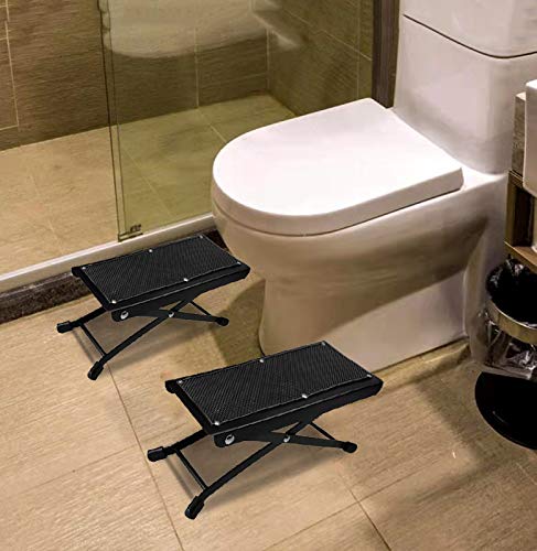 FIGO One Pair Folding Squatting Stool | Multi-Function Foldable 7-9" Height Squatting Toilet Step Stool | Multi-Function Toilet Stool Portable Step for Home Bathroom (Black)